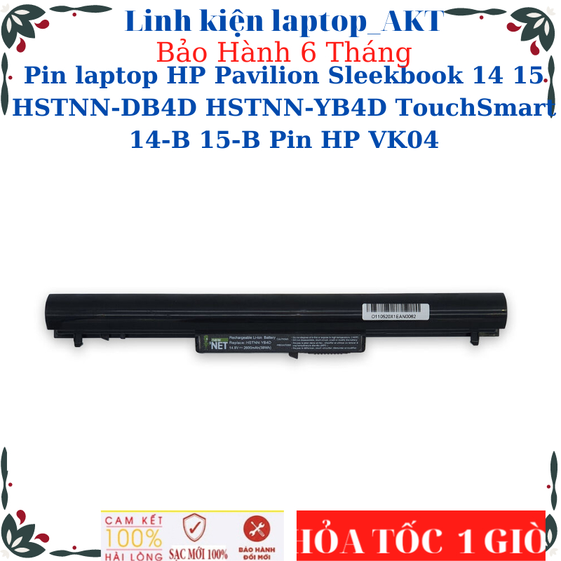 Pin laptop HP Pavilion Sleekbook 14 15 HSTNN-DB4D HSTNN-YB4D TouchSmart 14-B 15-B Pin HP VK04 ...