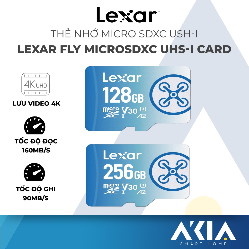 Thẻ nhớ micro SDXC 64GB/ 128GB/ 256GB Lexar FLY, lưu video 4K, tốc độ ...