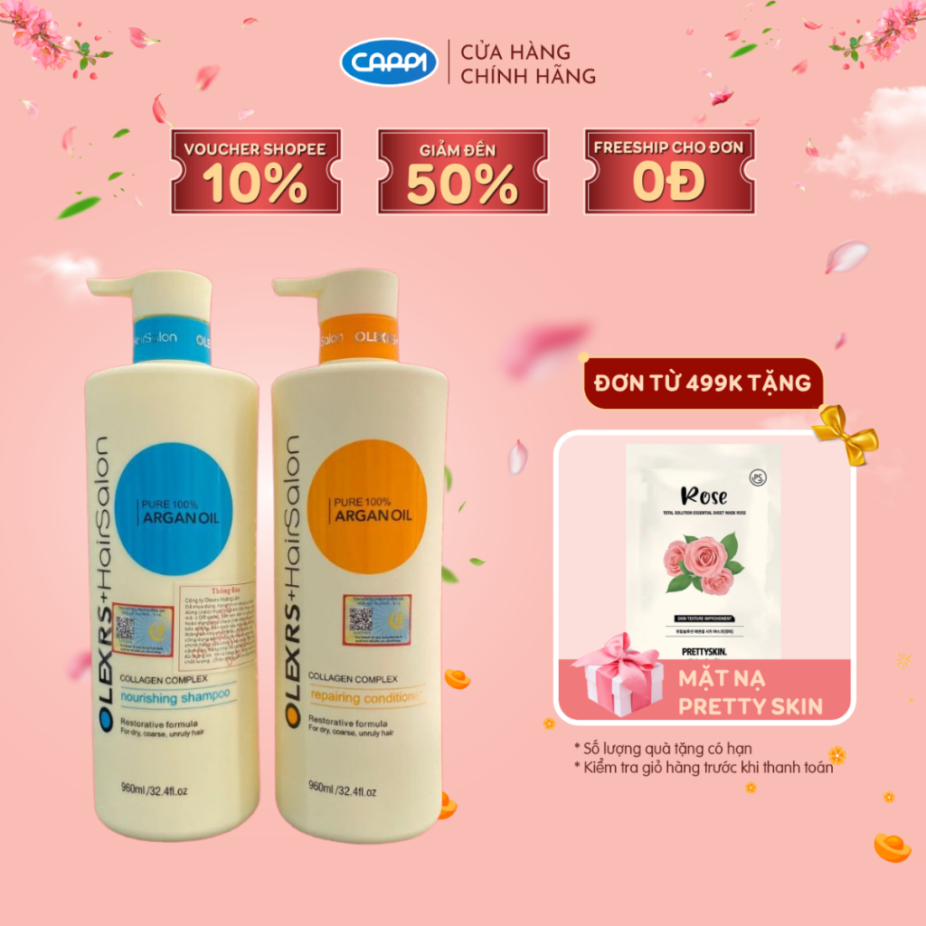 Cặp dầu gội xả Olexrs Argan Oil Collagen Hair Salon 500ml, 960ml cho ...