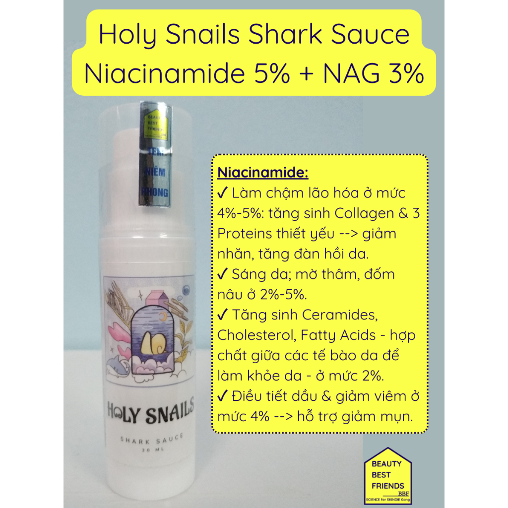 Serum giảm thâm, sáng da Holy Snails Double Shark 10% Niacinamide ...