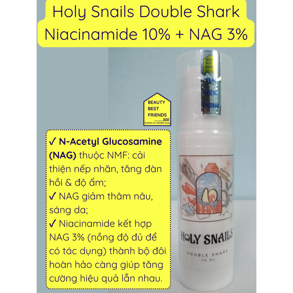 Serum giảm thâm, sáng da Holy Snails Double Shark 10% Niacinamide ...