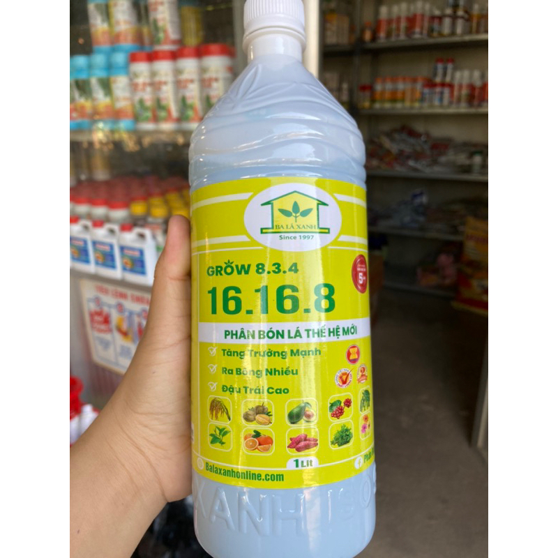 (Chính hãng )Phân bón lá Grow8.3.8 16.16.8 1lít Ba Lá Xanh Đậm Đặc gấp 5 lần | Shopee Việt Nam