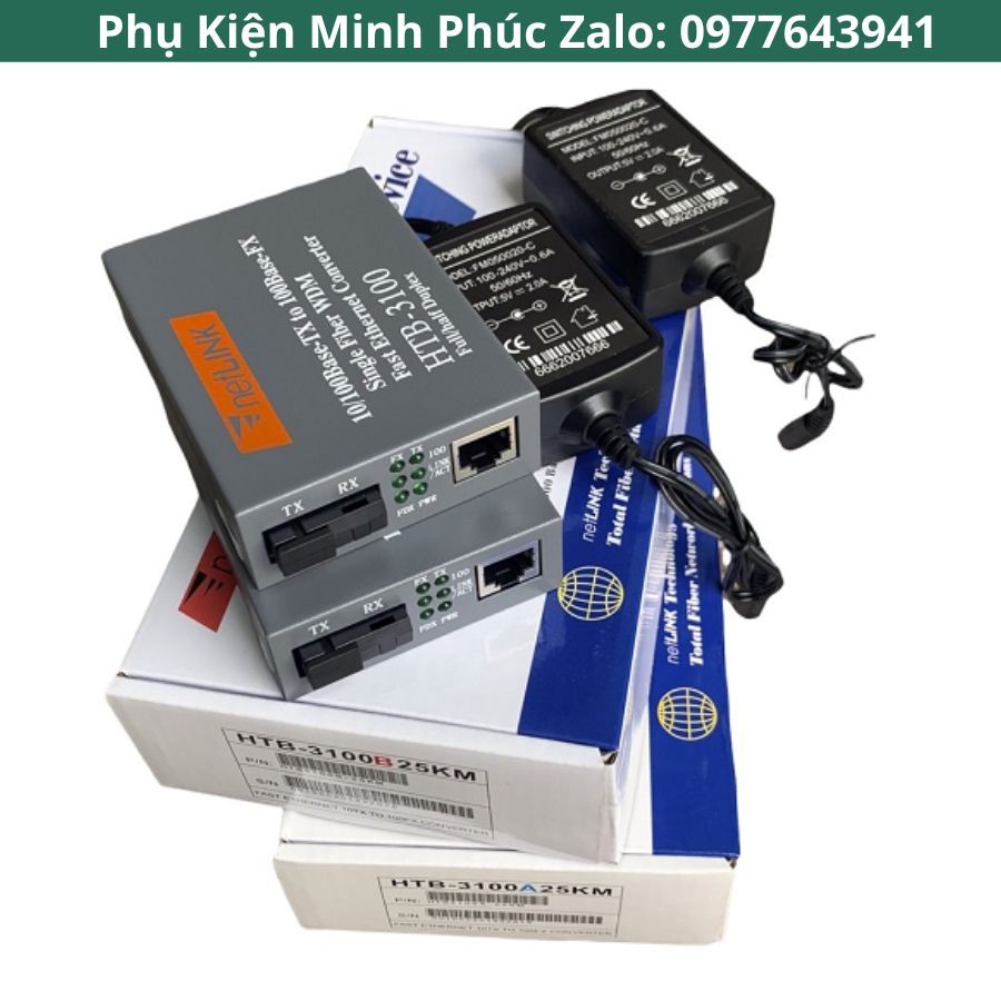 Bộ Converter Quang Netlink HTB-3100/AB ( Gồm 2 converter , 2 Adapter ...