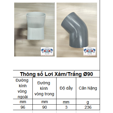 Lơi uPVC 90. Co 45 độ uPVC 90 PN6 (1Cái) | Shopee Việt Nam