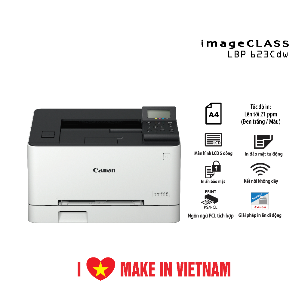 Máy in laser màu Canon LBP623CDW (in A4 màu, in 2 mặt, wiffi) hàng ...