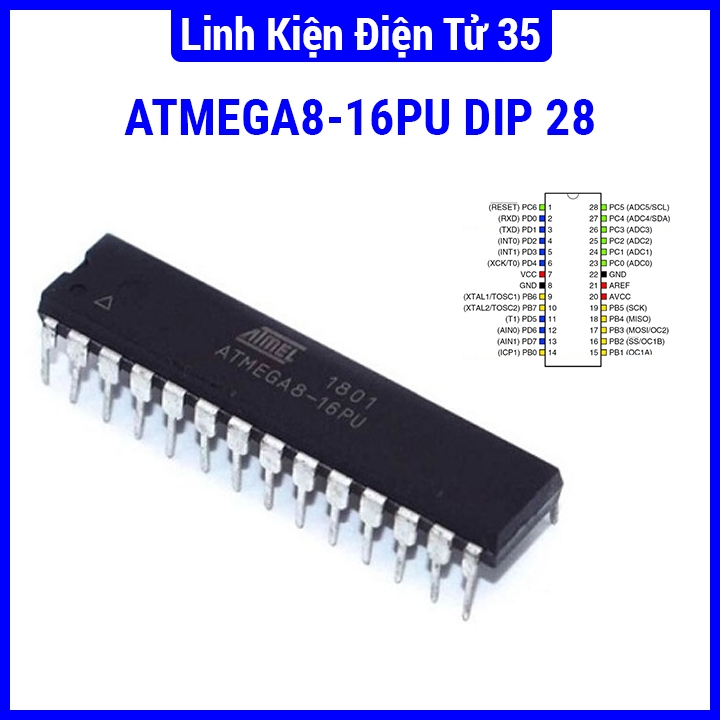 Mạch điều khiển ATMEGA8-16PU DIP 28 | Shopee Việt Nam