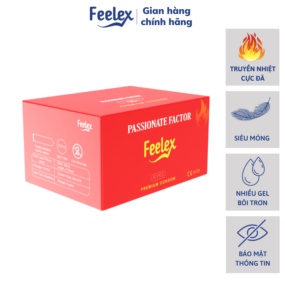 Bao cao su Feelex Passionate Factor siêu mỏng, truyền nhiệt, cảm giác ...