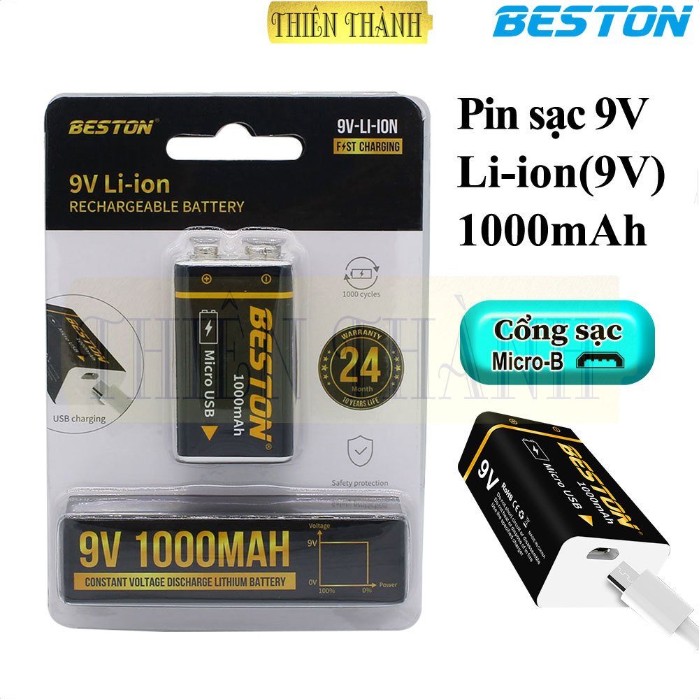 Pin sạc 9V BESTON,USB 9VM-10CV,Lithium(Li-ion),3700mWh(1000mAh),Pin ...
