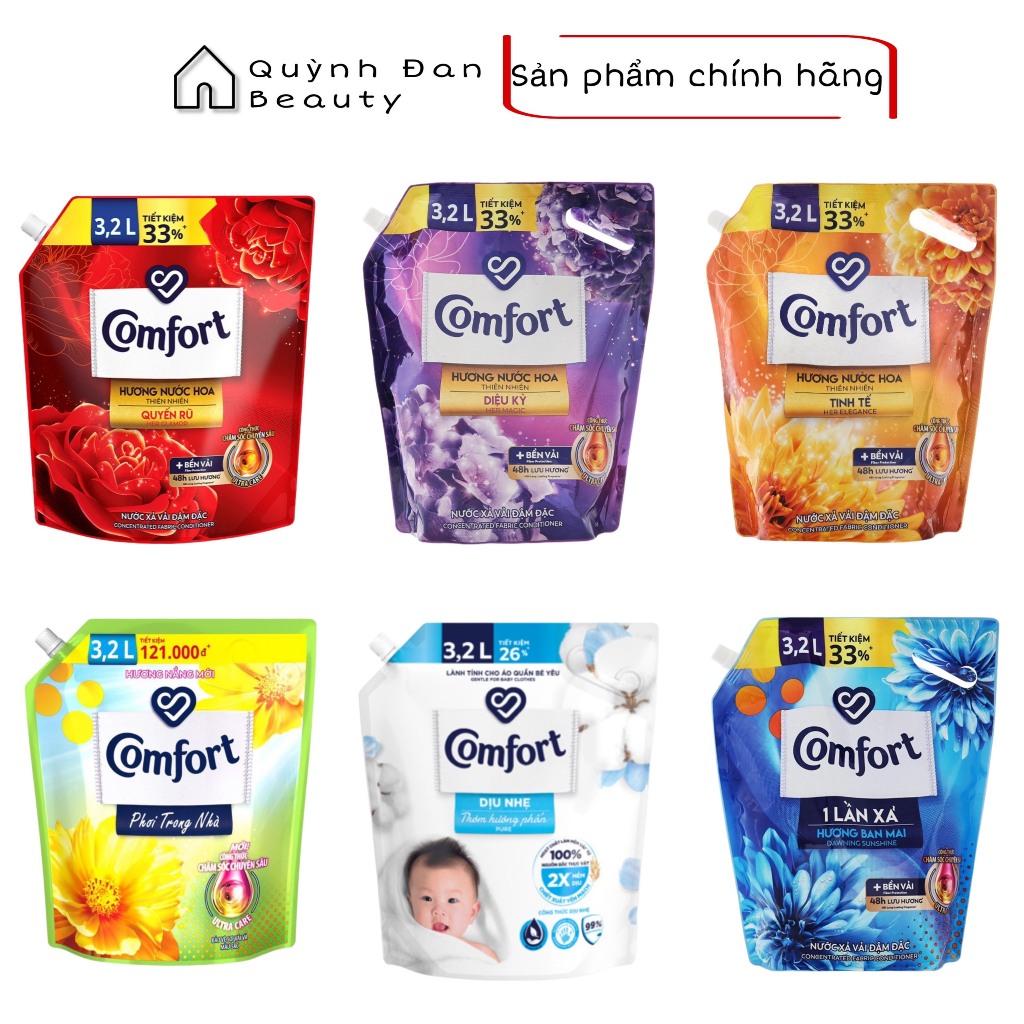 Nước xả vải Comfort 1 lần xả Hương Ban Mai - Hương Phấn Dịu Nhẹ túi 3.1L | Shopee Việt Nam