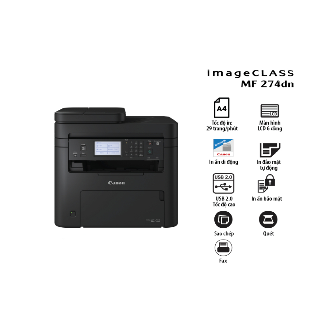 Máy in laser đa năng Canon MF274dn (in-scan-copy-Fax, in 2 mặt, network ...