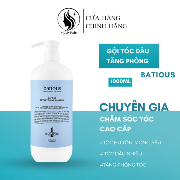 Dầu gội BATIOUS Extra Volume Xanh 1000ml Phù hợp cho tóc Dầu, Giảm dầu ...