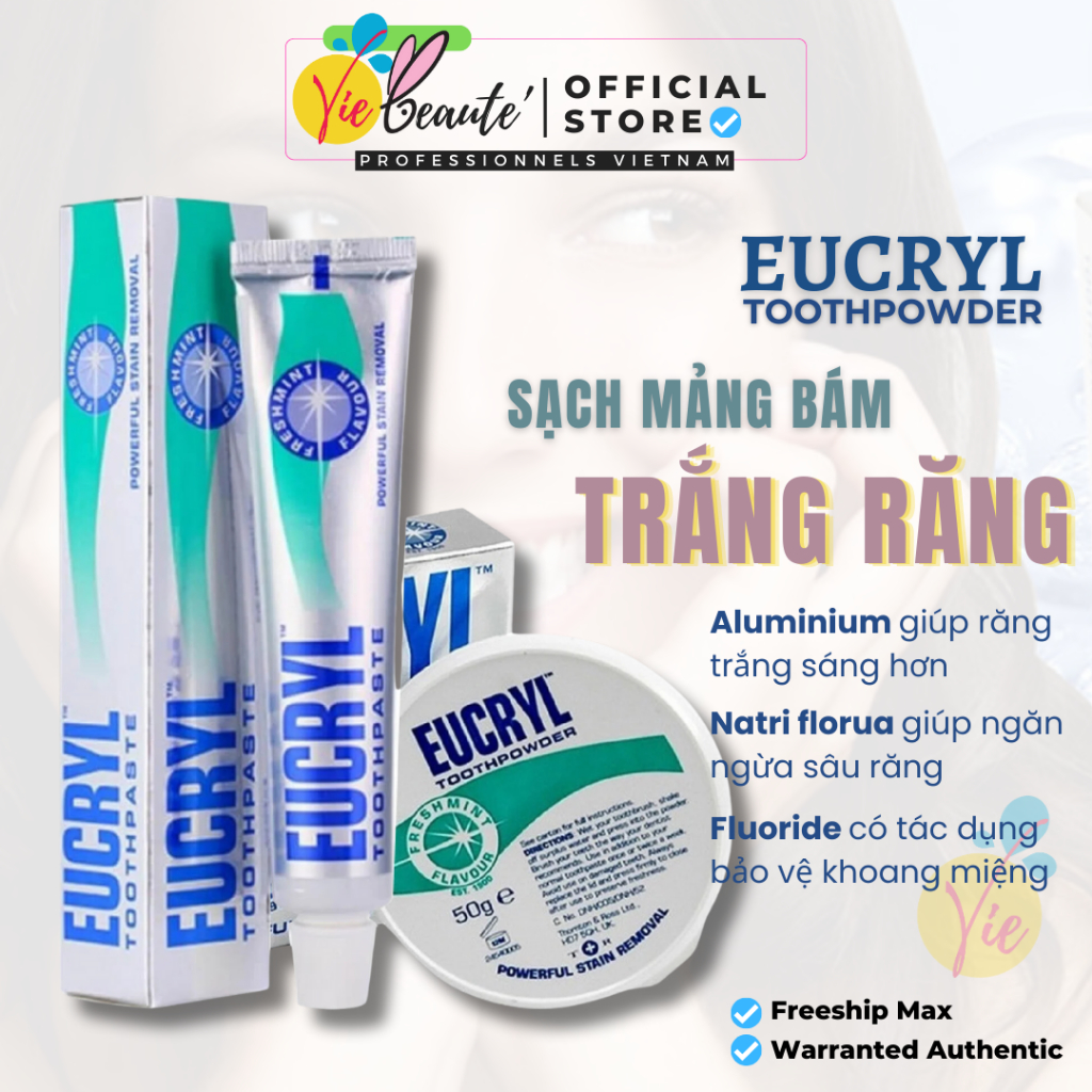 Kem đánh răng Eucryl - Combo tẩy trắng răng hương bạc hà EUCRYL Tooth ...