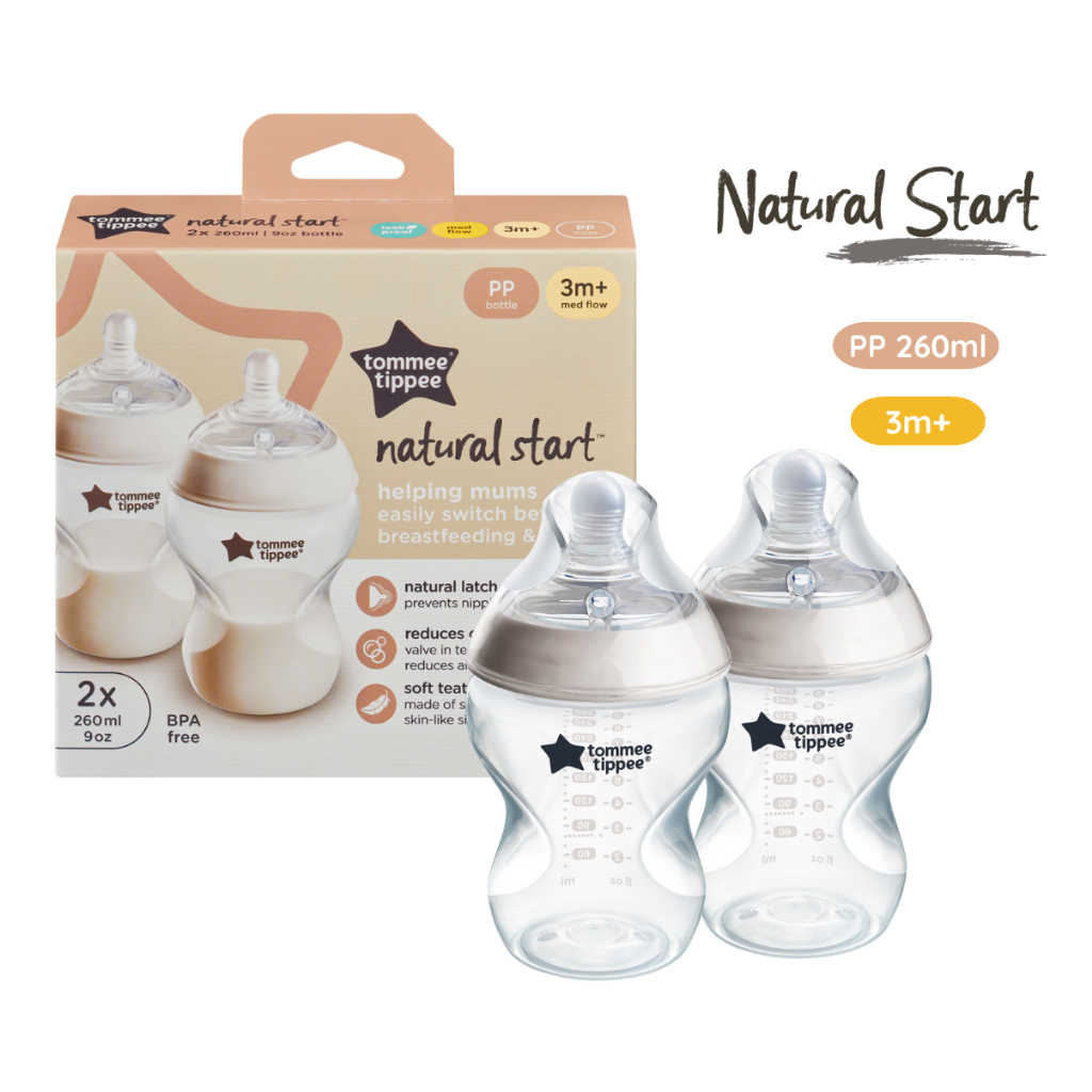 Bình Sữa PP Ty Siêu Mềm Tự Nhiên Tommee Tippee Natural Start 150ml, 260ml, 340ml, Cho Bé Từ Sơ ...