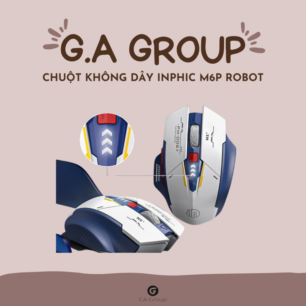 Chuột Không Dây INPHIC M6P ROBOT Kết Nối Bằng Chip USB 2.4GHz Thiết Kế ...