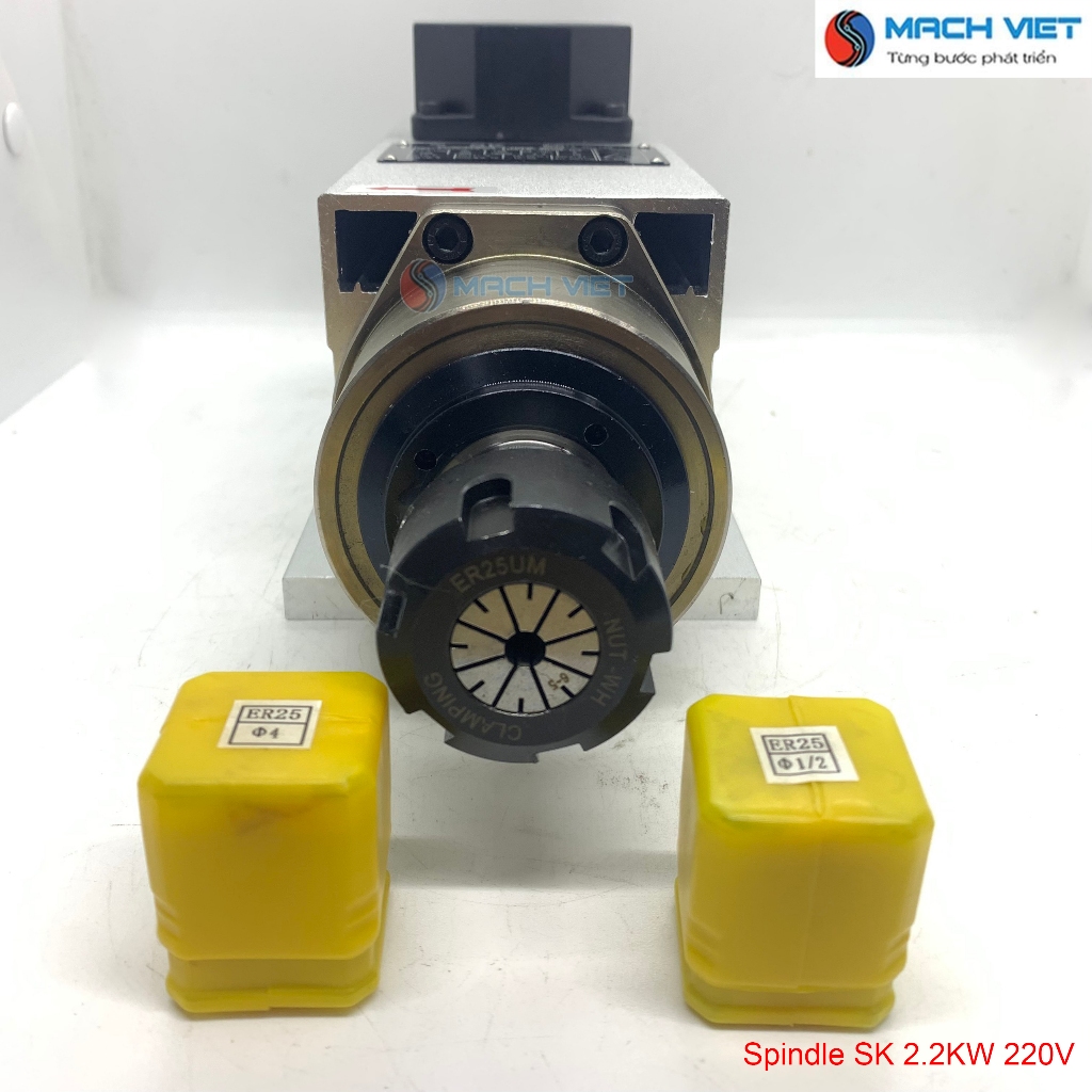 Động cơ phay Spindle vuông công suất 2.2kW điện áp 220 380V đầu kẹp ...