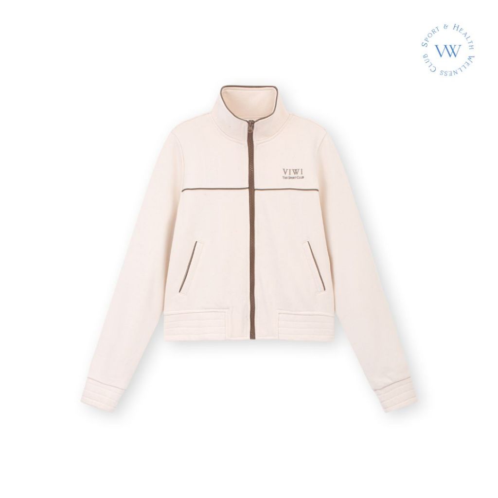 [SSSTUTTER x VIWI] Áo khoác cổ cao nữ tay dài thêu nổi nỉ dày dặn VW ...