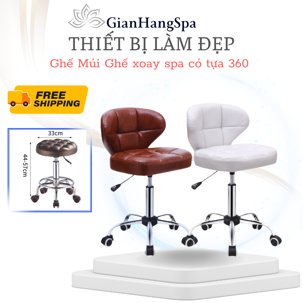 Ghế xoay spa có tựa 360, dùng trong các tiệm tiêm nail với chất liệu da pu bền bỉ và chịu lực ...