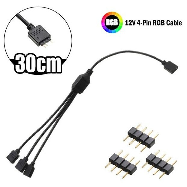 Dây chia cổng RGB 4 pin 12V - từ 1 ra 3 kèm 3 jump mở rộng 4 chân cắm ...