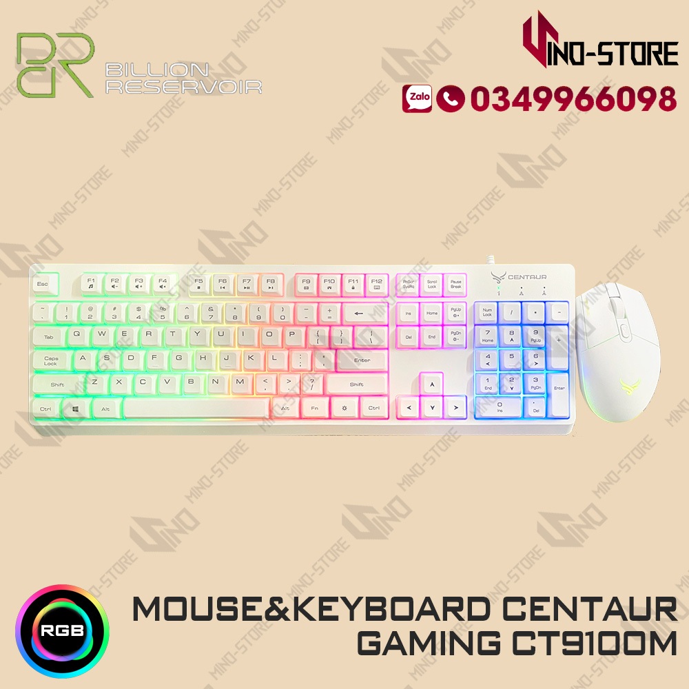 Bộ Phím Chuột Centaur Gaming CT9100M ( White) LED RGB (GLIMMER RGB PRO ...