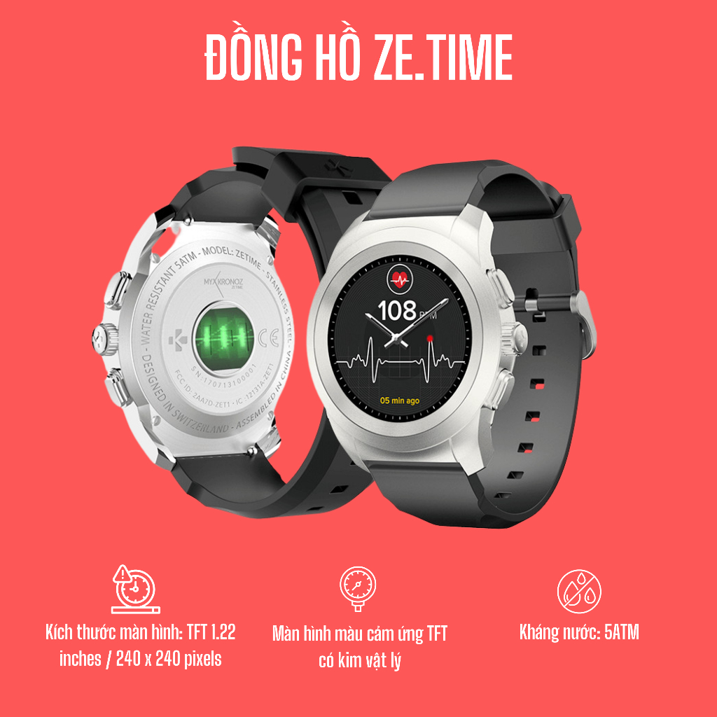 Đồng hồ thông minh ZE.TIME, Smartwatch Có Kim Giờ Phút, Màn Cảm Ứng ...