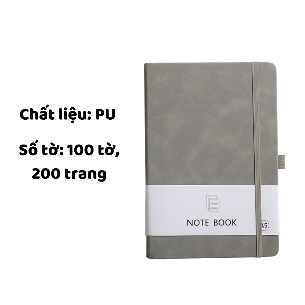 Sổ tay ghi chép mini bìa da PU hoạ tiết đơn giản A5/A6/A7 100 tờ 200 ...