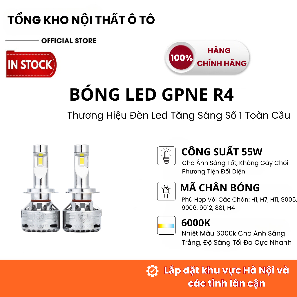 Bóng Led GPNE R4 Nhiệt Màu 6000K Công Suất 55W Chân Bóng H1, H4, H7, H11, 9005, 9006, 9012 ...