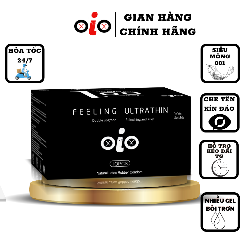 Bao cao su OiO siêu mỏng 001 bcs gân gai nhiều gel bôi trơn,bcs 4in1 ...