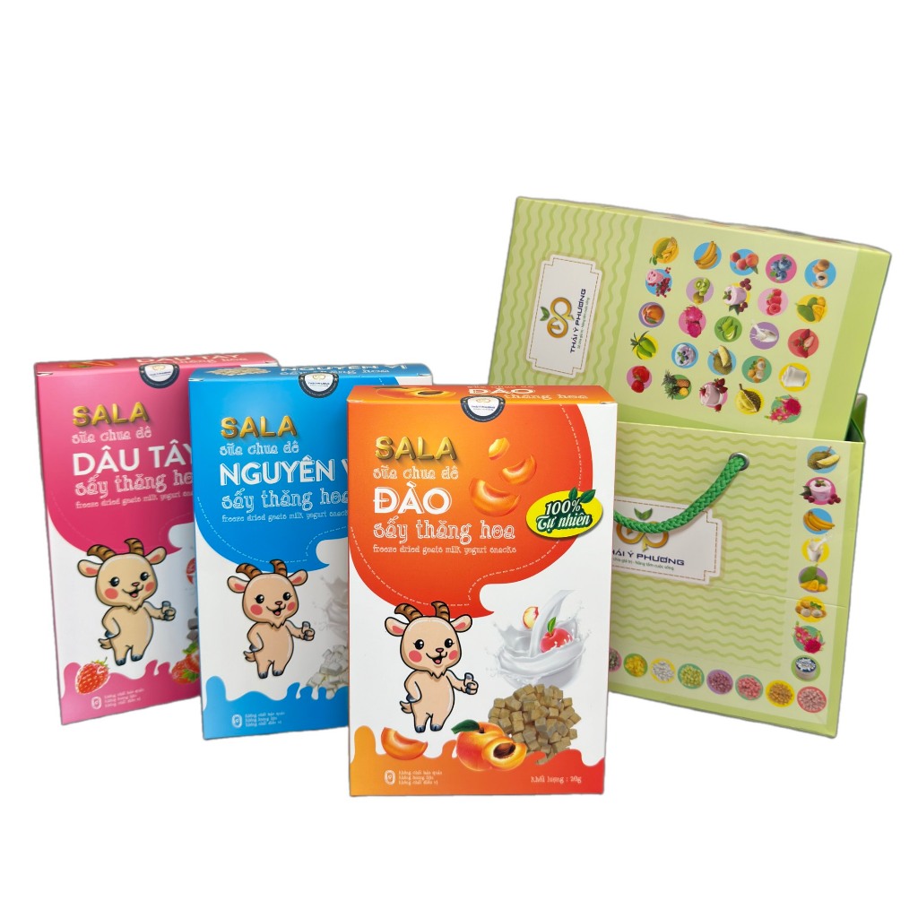 Hộp Quà 3 Sữa Chua Dê Sấy Thăng Hoa SALA (Dâu Tây, Nguyên Vị, Đào ...