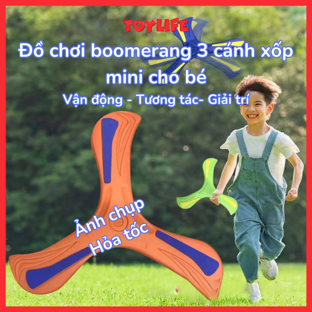 Đồ chơi boomerang 3 cánh xốp mini cho bé đĩa ném bumerang 3 lá hồi ...