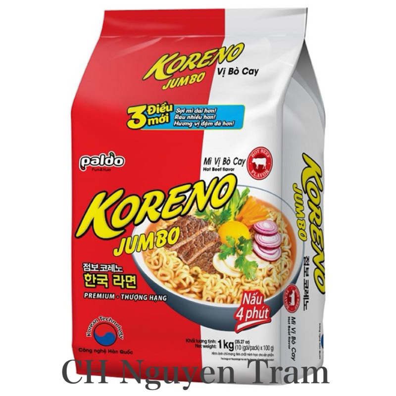 Mì Koreno Jumbo vị bò cay gói 1Kg | Shopee Việt Nam