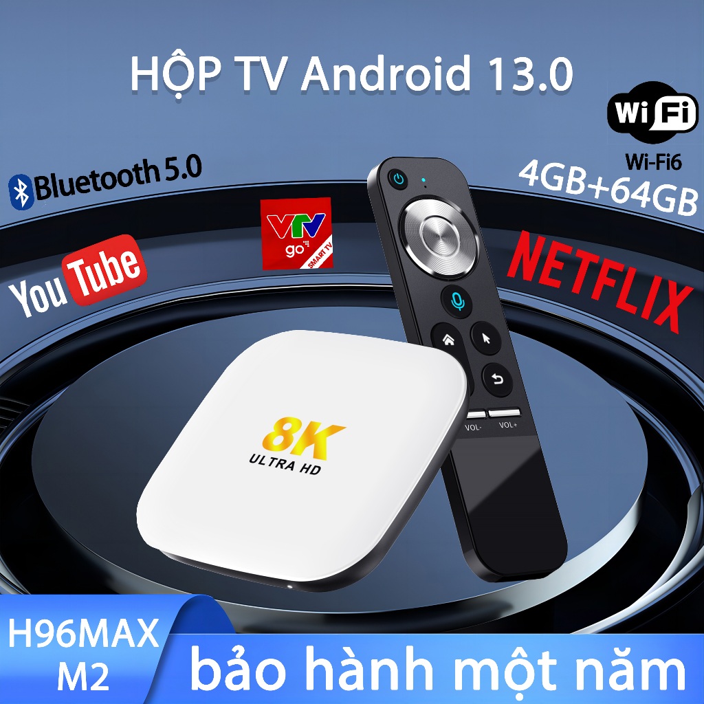 H96MAX M2 Tivi Box Android 13.0 RK3528 4GB 64GB hỗ trợ WiFi6+BT5.0 điều ...