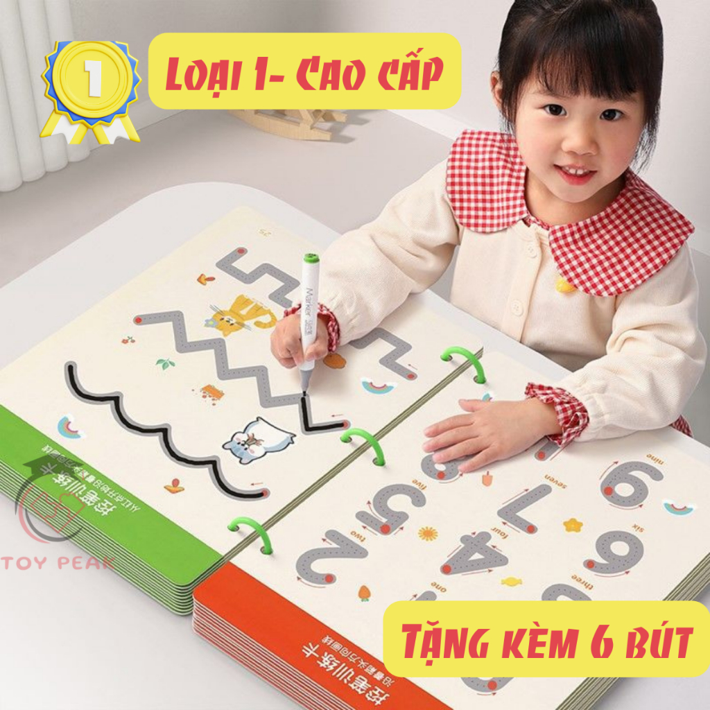 Tập Tô Vẽ Thông Minh Tập Viết Xoá Được 64 Trang,Tặng kèm 6 bút, Học ...