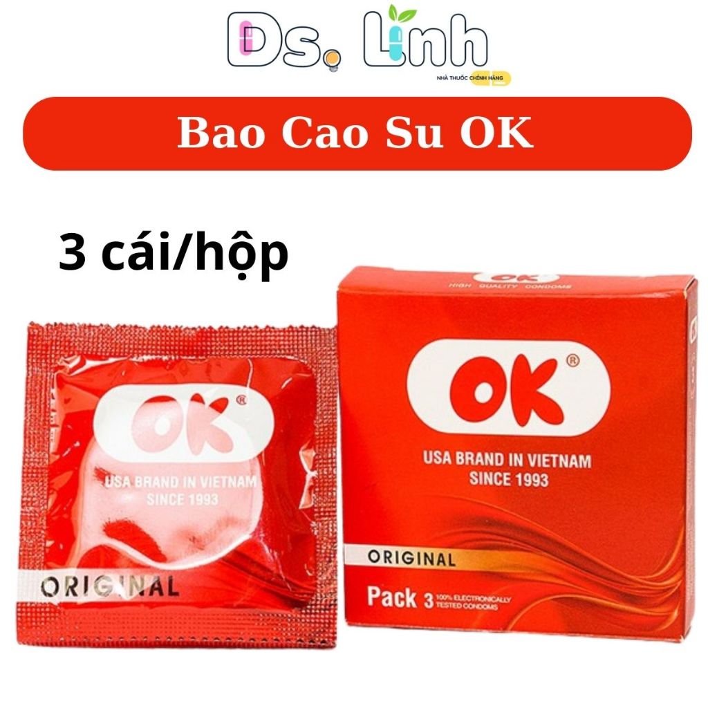 Bao cao su Ok Original CHÍNH HÃNG không mùi, đàn hồi tốt (3 chiếc ...