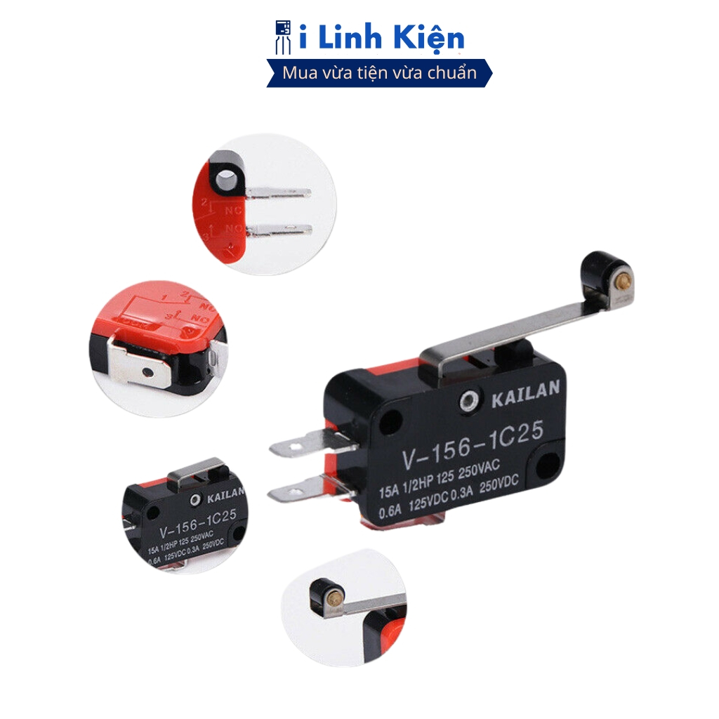 Công tắc hành trình V-156-1C25 15A 250V có con lăn loại tốt ilinhkien | Shopee Việt Nam