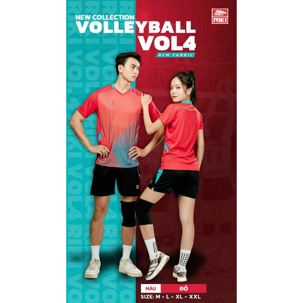 Bộ Quần Áo Bóng Chuyền Nam Nữ RIKI VOL4 Đỏ Chất Vải Mè Thoáng Khí, Co Giãn Đa Chiều Cao Cấp ...