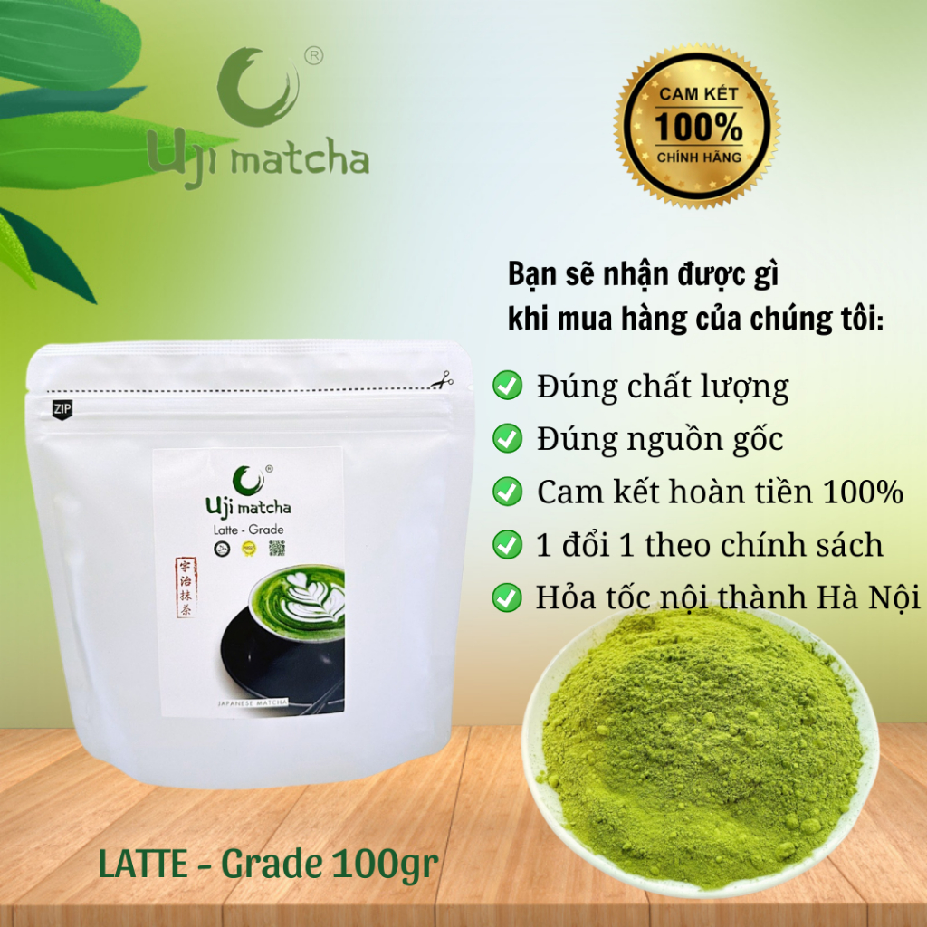 Bột trà xanh Tuyển chọn vụ Hè Thu Uji Matcha LATTE - GRADE/Túi zip 100g ...