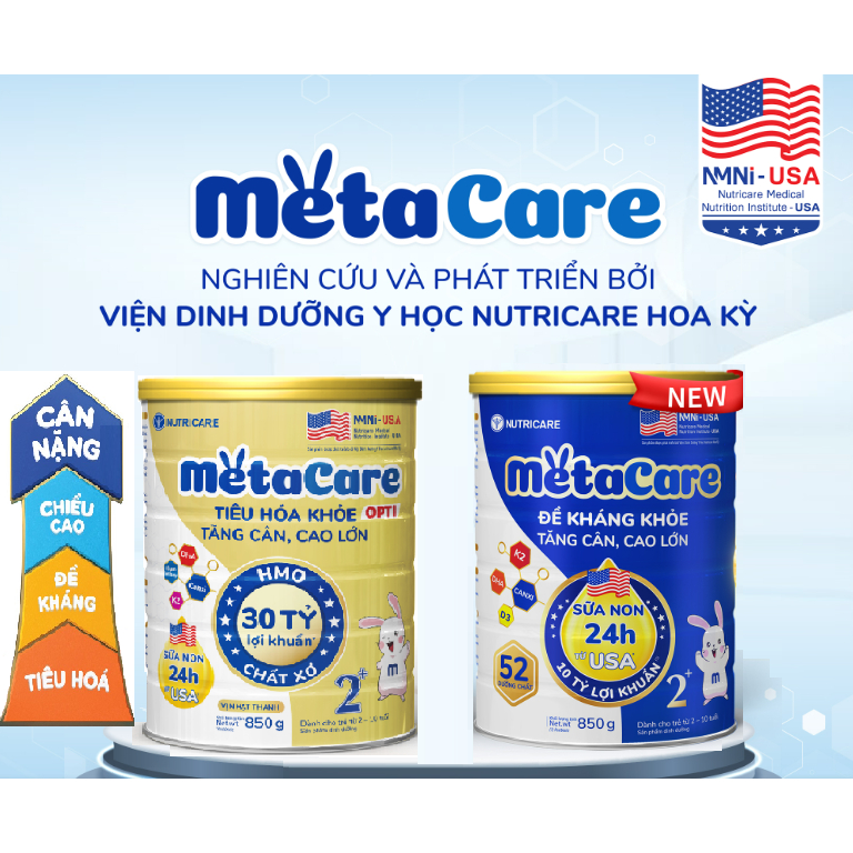 (Mẫu mới nhất, date mới) Sữa bột Nutricare Metacare opti tiêu hóa/đề kháng số 0/1/2 800g ...