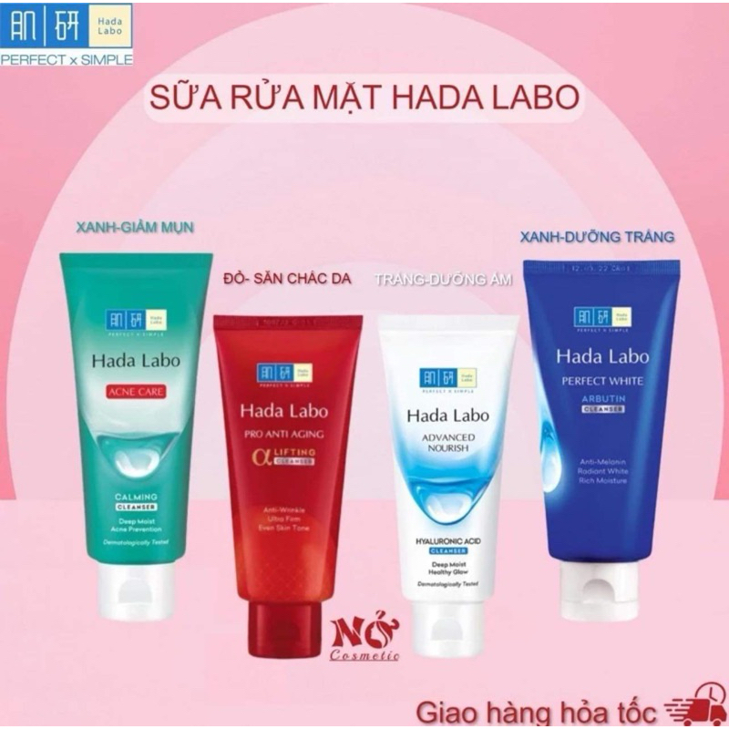 Sữa Rửa Mặt Hada Labo Advanced Nourish / Perfect White / Acne Care / Pro Anti Aging Cleanser 80g ...