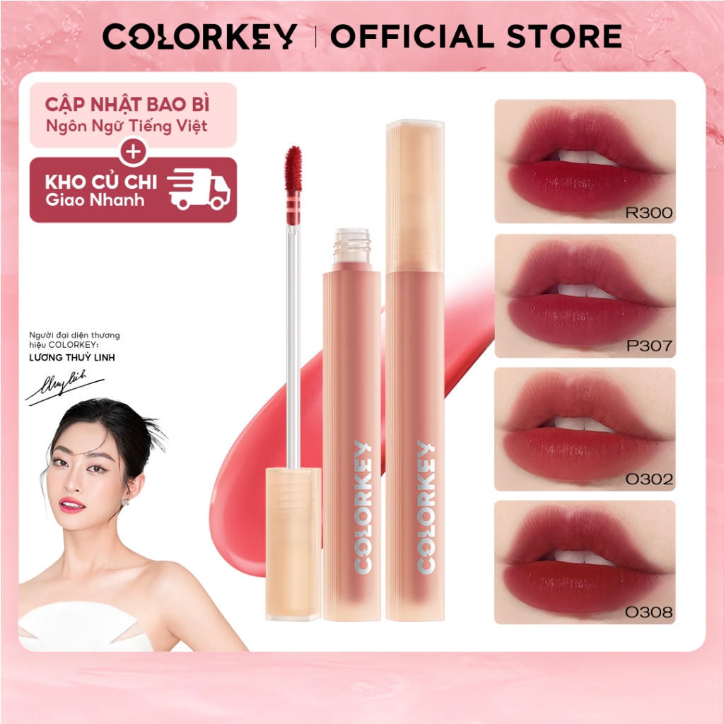 Set 4 thỏi son COLORKEY Watery Tint Không Dính Cốc 1.8g màu R300 O302 ...