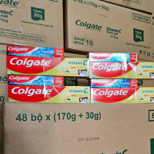 Kem đánh răng Colgate Vitamin C Ngừa sâu răng 170g tặng bàn chải cao ...