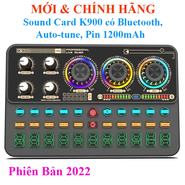 Sound Card có Bluetooth, Auto-tune, Pin 1200mAh dùng cho Thu âm ...