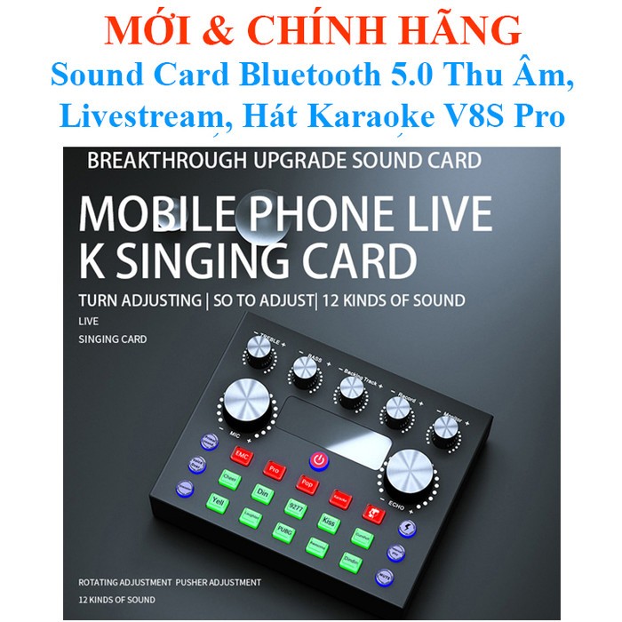 Sound Card Âm Thanh Bluetooth 5.0 Thu Âm, Livestream, Hát Karaoke V8S Pro | Shopee Việt Nam