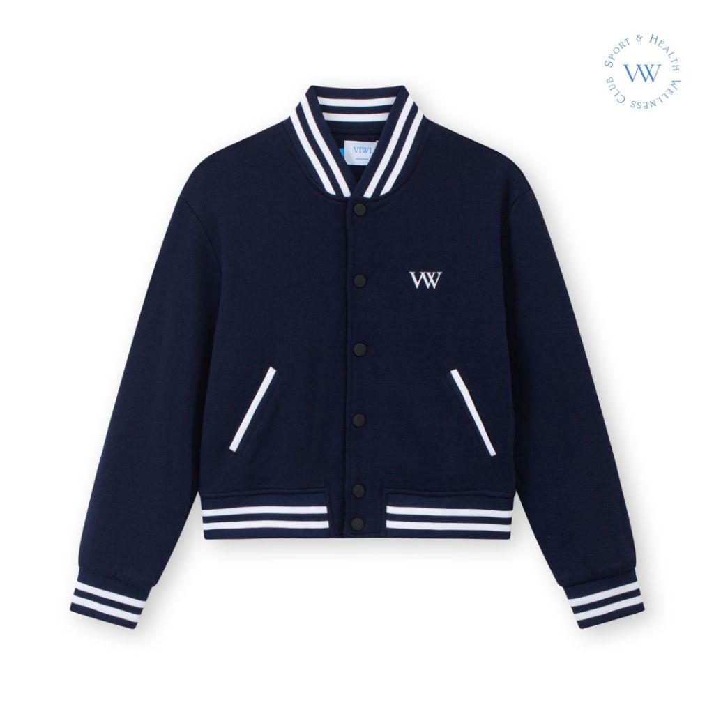 [SSSTUTTER x VIWI] Áo khoác varsity nữ bo tay cổ dáng cropped tôn dáng ...