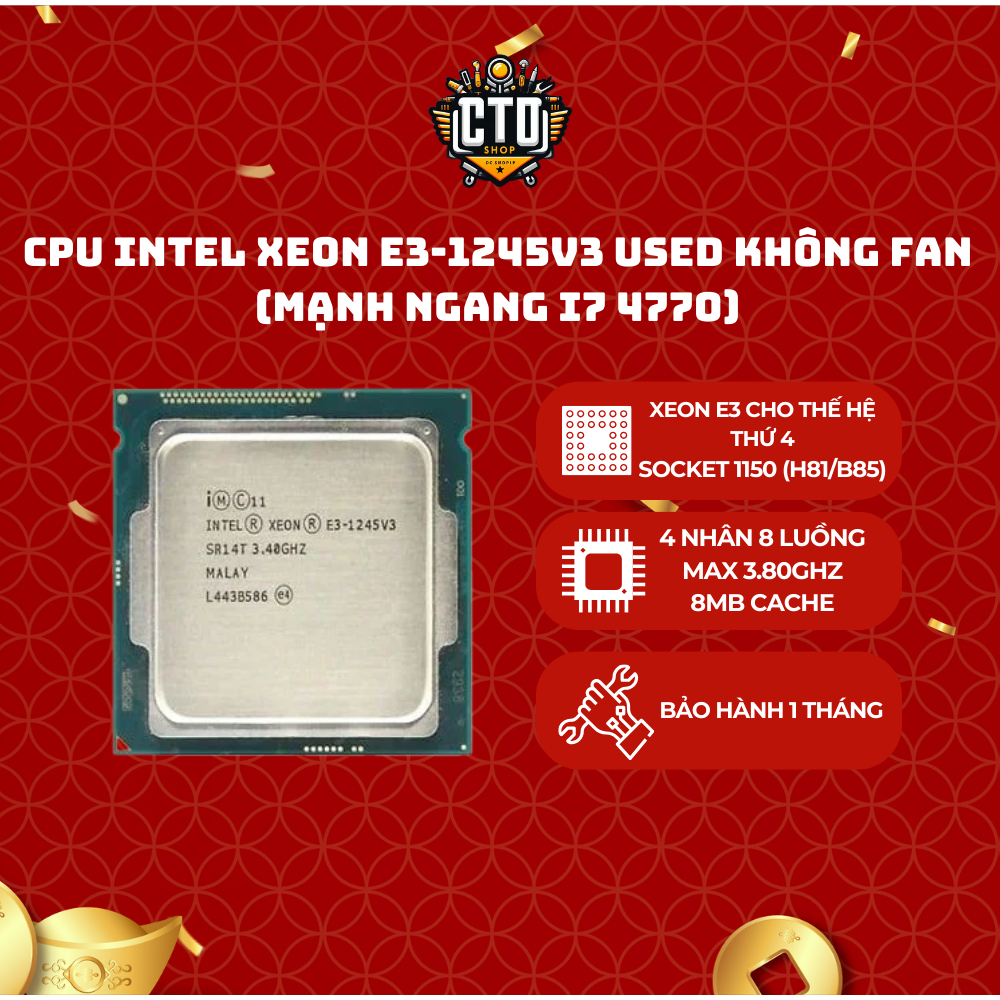 CPU Intel Xeon E3-1245v3 (ngang Core i7 4770) socket 1150 4 nhân 8 ...