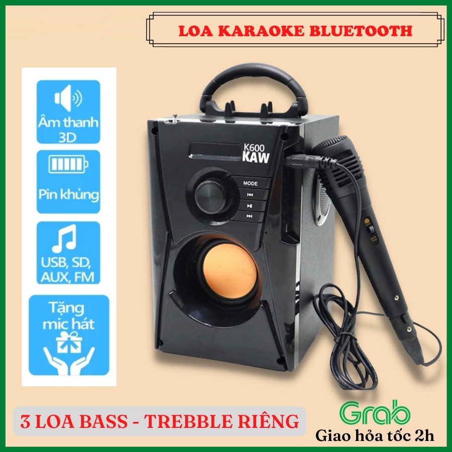 Loa karaoke mini KAW-K600 - Loa hỗ trợ Bluetooth 5.0, công suất lớn ...