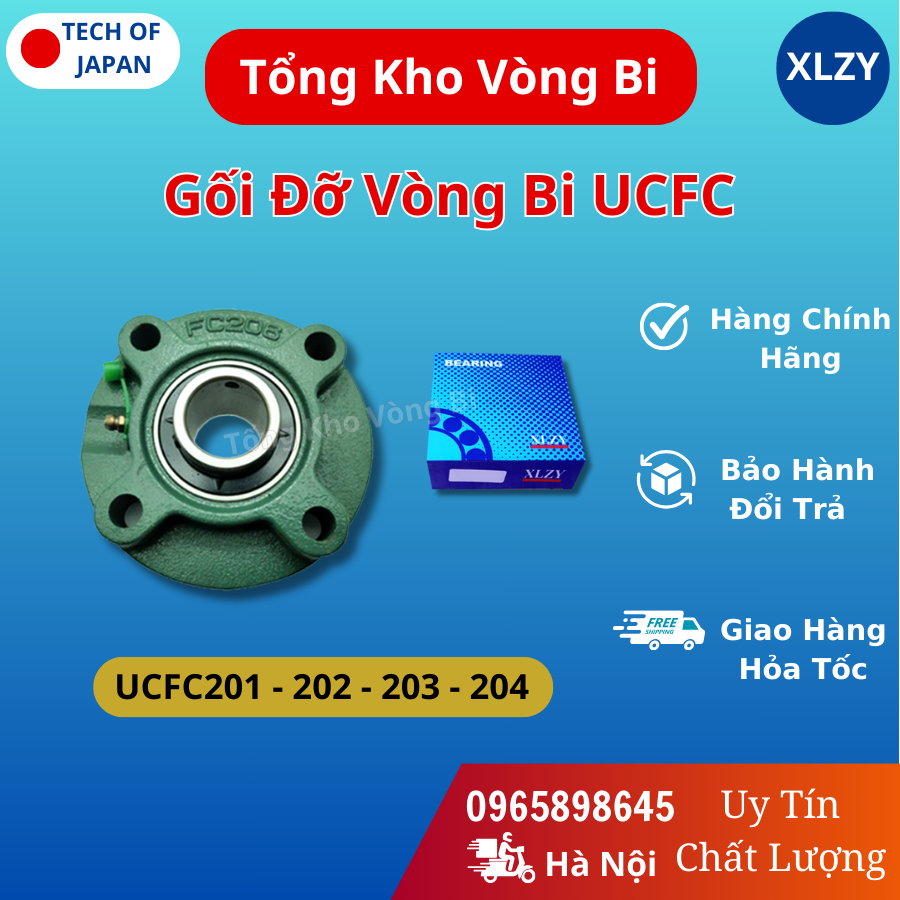 Gối đỡ trục UCFC203 UCFC204 Gối đỡ vòng bi UCFL - Gối đỡ bạc đạn XLZY - vongbibacdantongkho ...