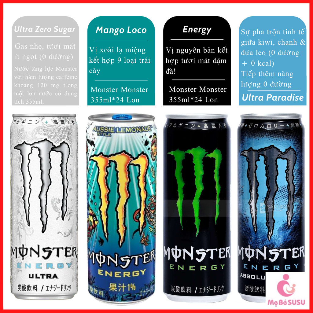 Thùng 24 lon Nước Tăng Lực Monster Energy Ultra Paradise Lon 355ml [T7 ...