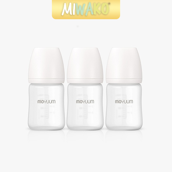 Bình sữa MOYUUM thuỷ tinh tráng Silicon dung tích 150ml/240ml set bình bao gồm núm cao cấp cho ...