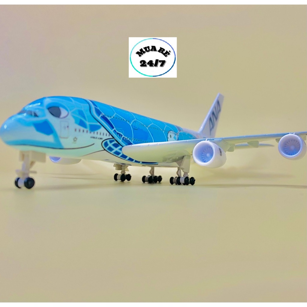 Máy Bay Mô Hình Airbus A380 ANA Turtle Airlines Blue Với Thiết Bị Hạ ...