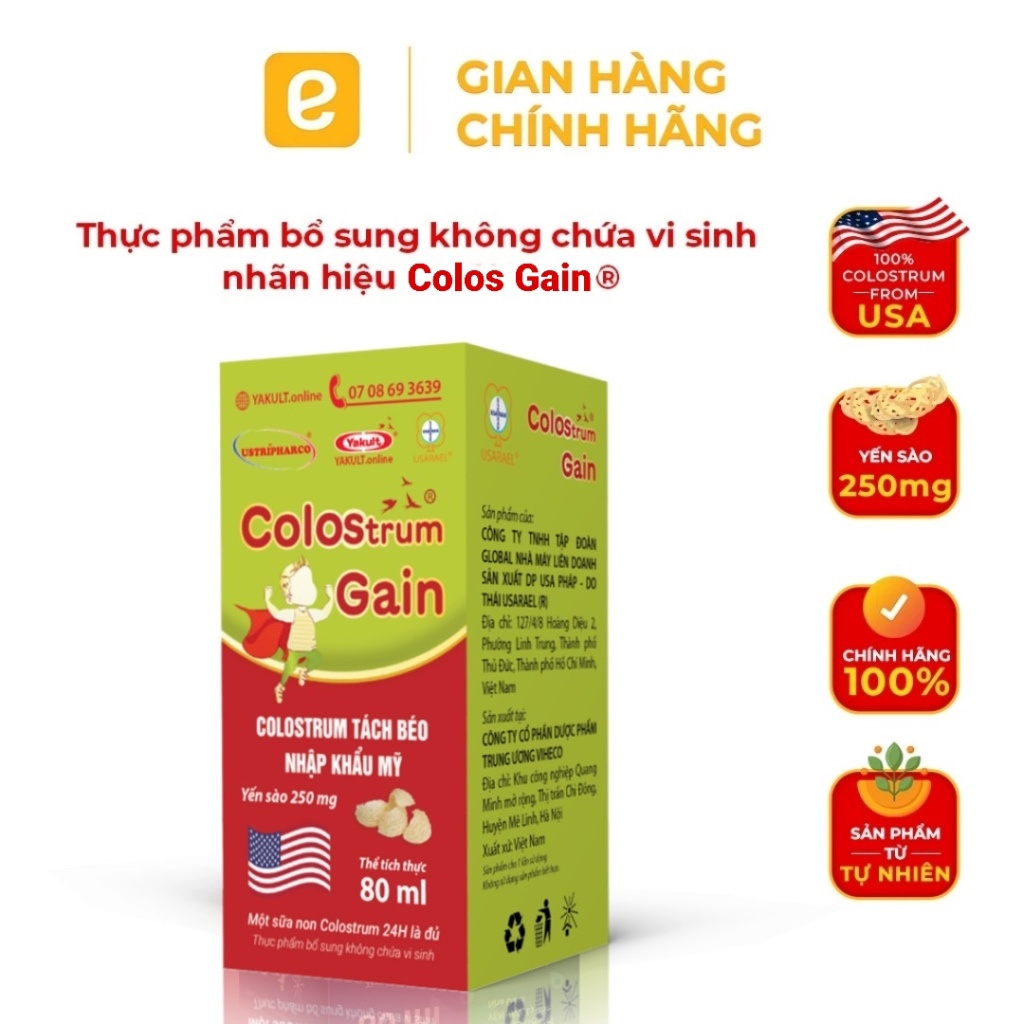 Thực phẩm bổ sung không chứa vi sinh nhãn hiệu Colos Gain® | Shopee ...